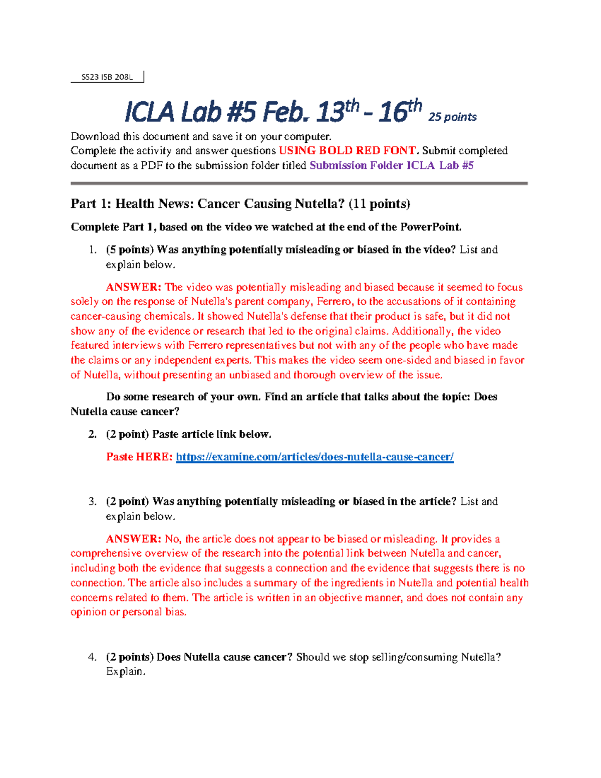 ICLA Lab #05 final - ICLA Lab # 5 Feb. 13 th - 16 th 25 points Download ...