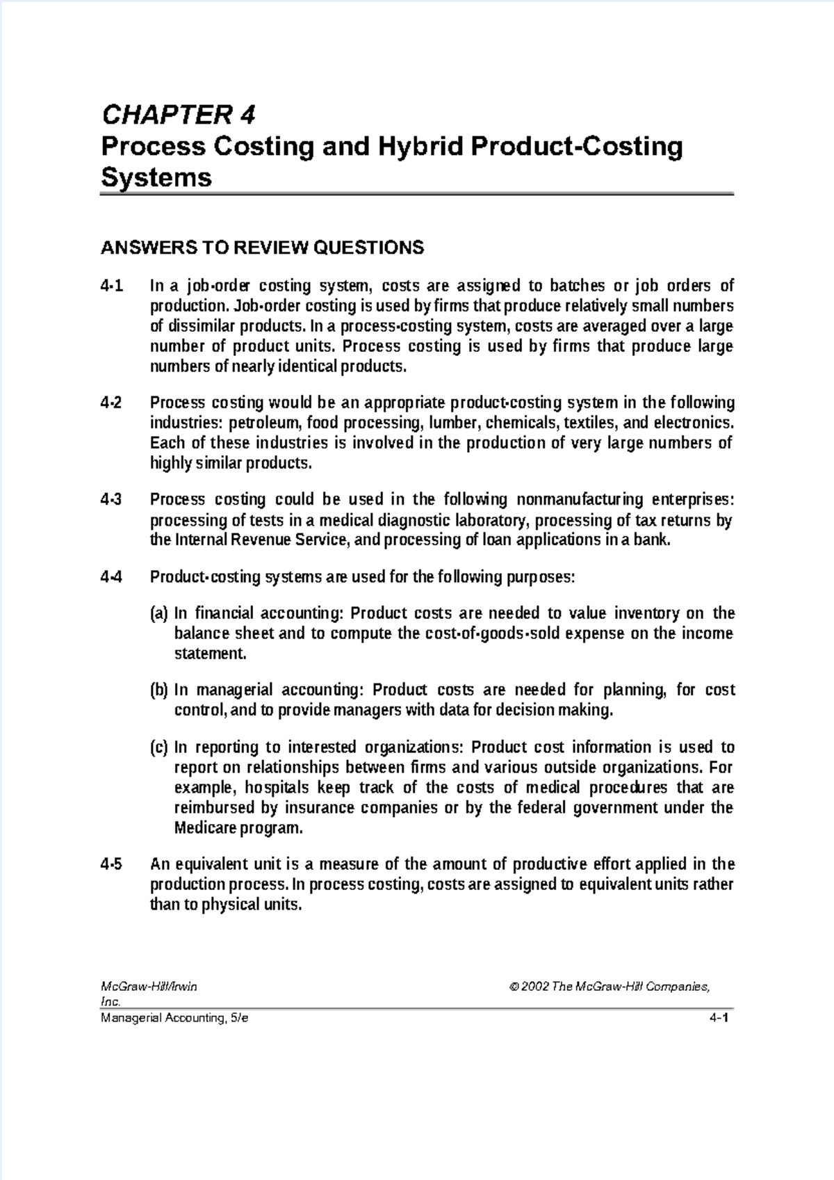 Dokumen - Management accounting - CHAPTER 4 Process Costing and Hybrid ...