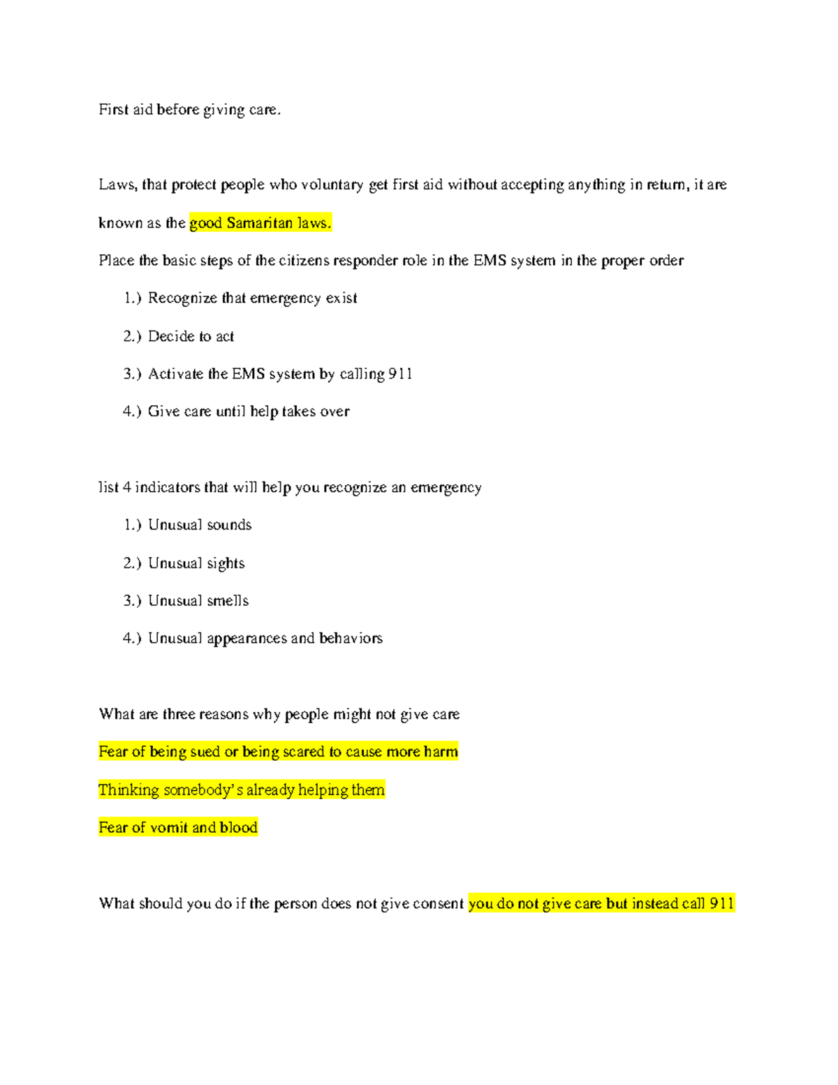 First aid before giving care - Laws, that protect people who voluntary ...
