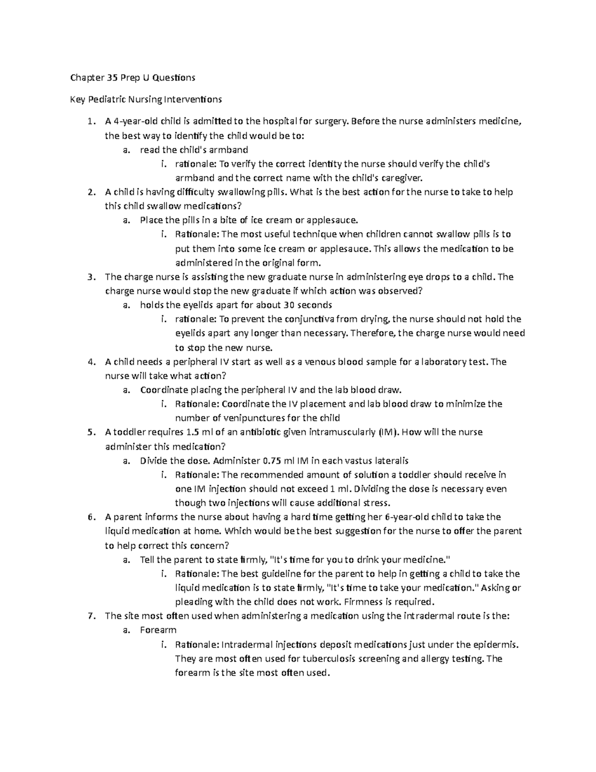 Chapter 35 Prep U Questions - Chapter 35 Prep U Questions Key Pediatric ...