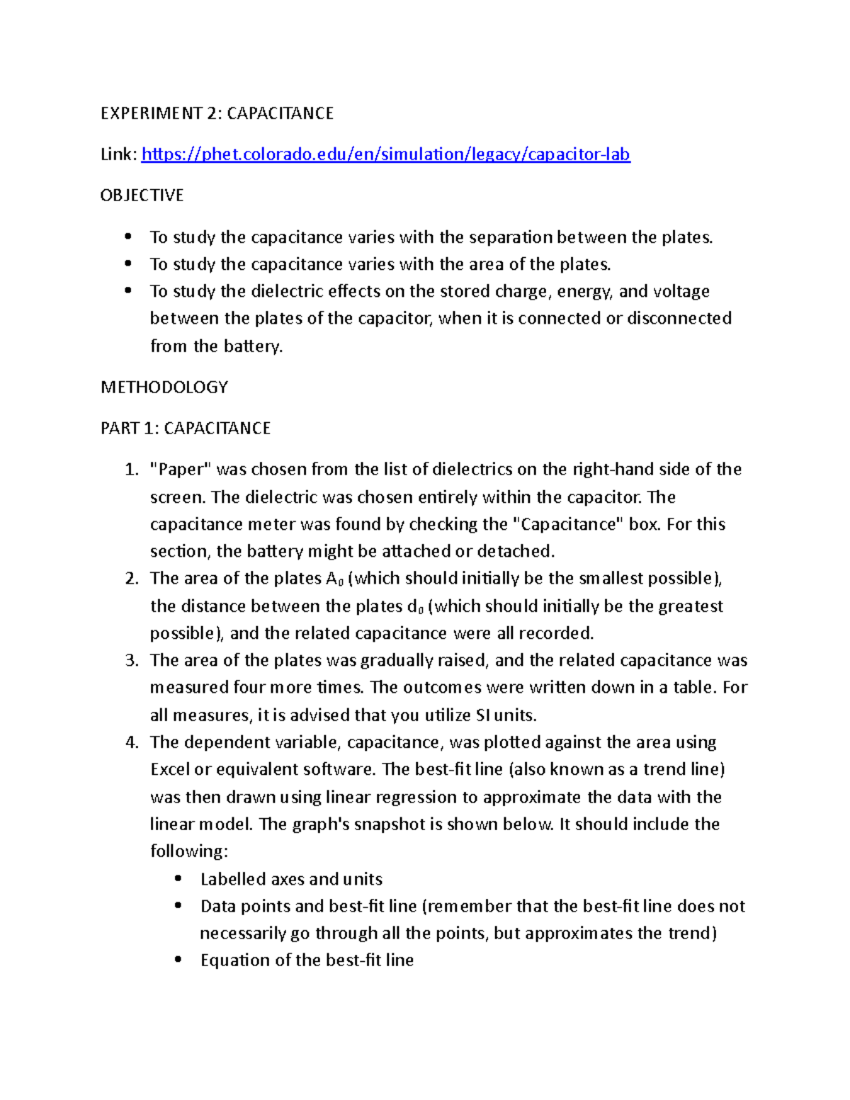 Experiment 2 done capacitance - Electric and Magnetism - UiTM - Studocu