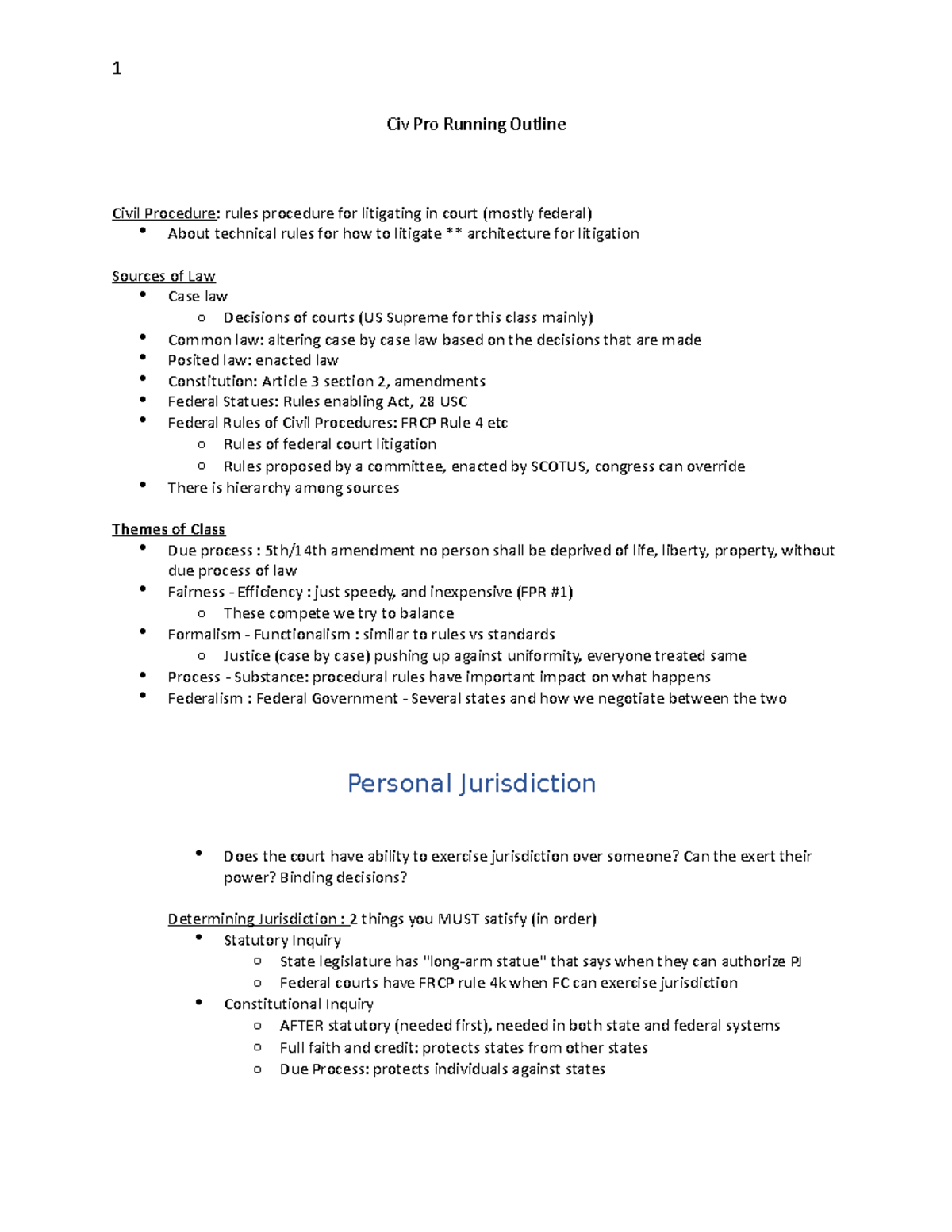 Civ Pro Running Outline 9.18 edit - Civ Pro Running Outline Civil ...