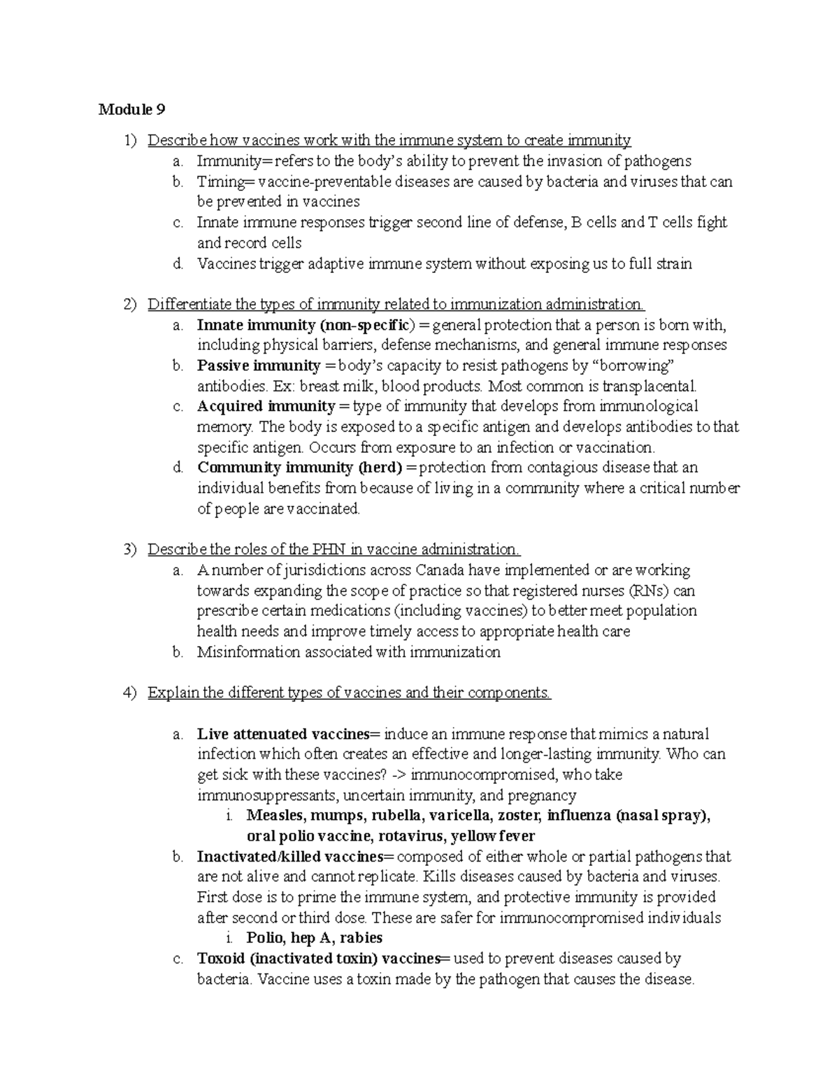 Unit 9 Learning Objectives - Module 9 1) Describe how vaccines work ...
