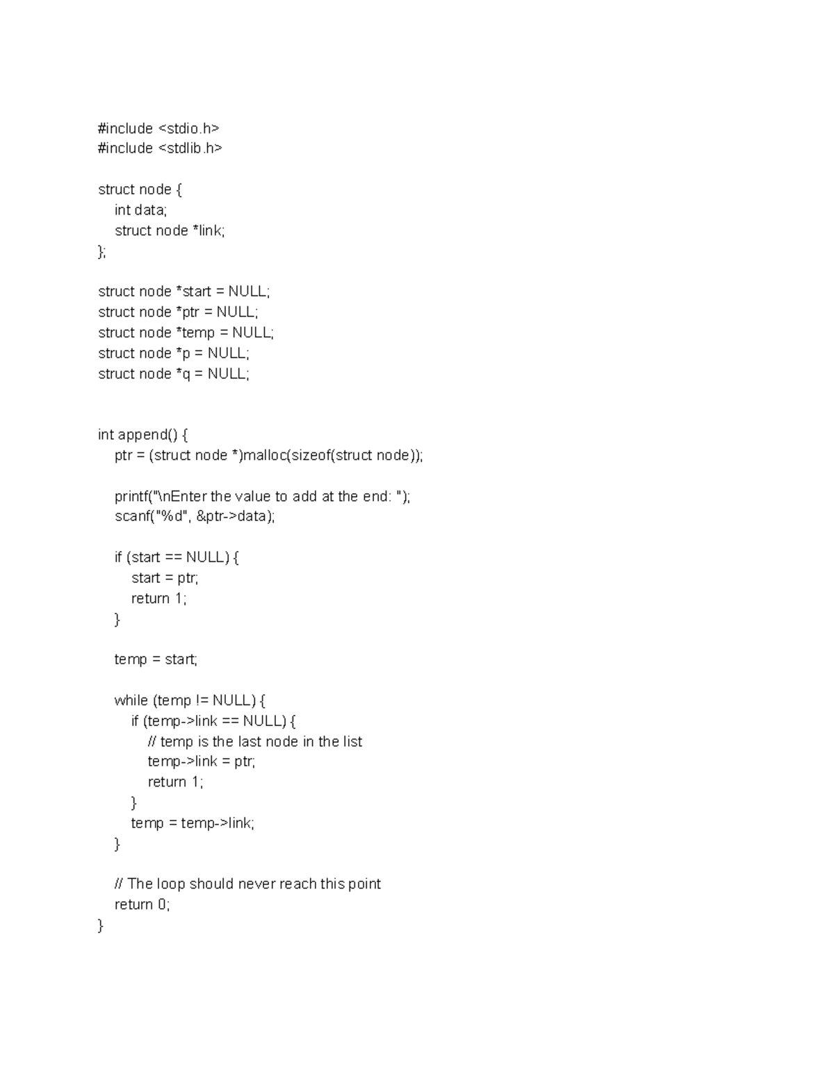 Linkedlist Include Include Struct Node Int Data Struct Node 9254