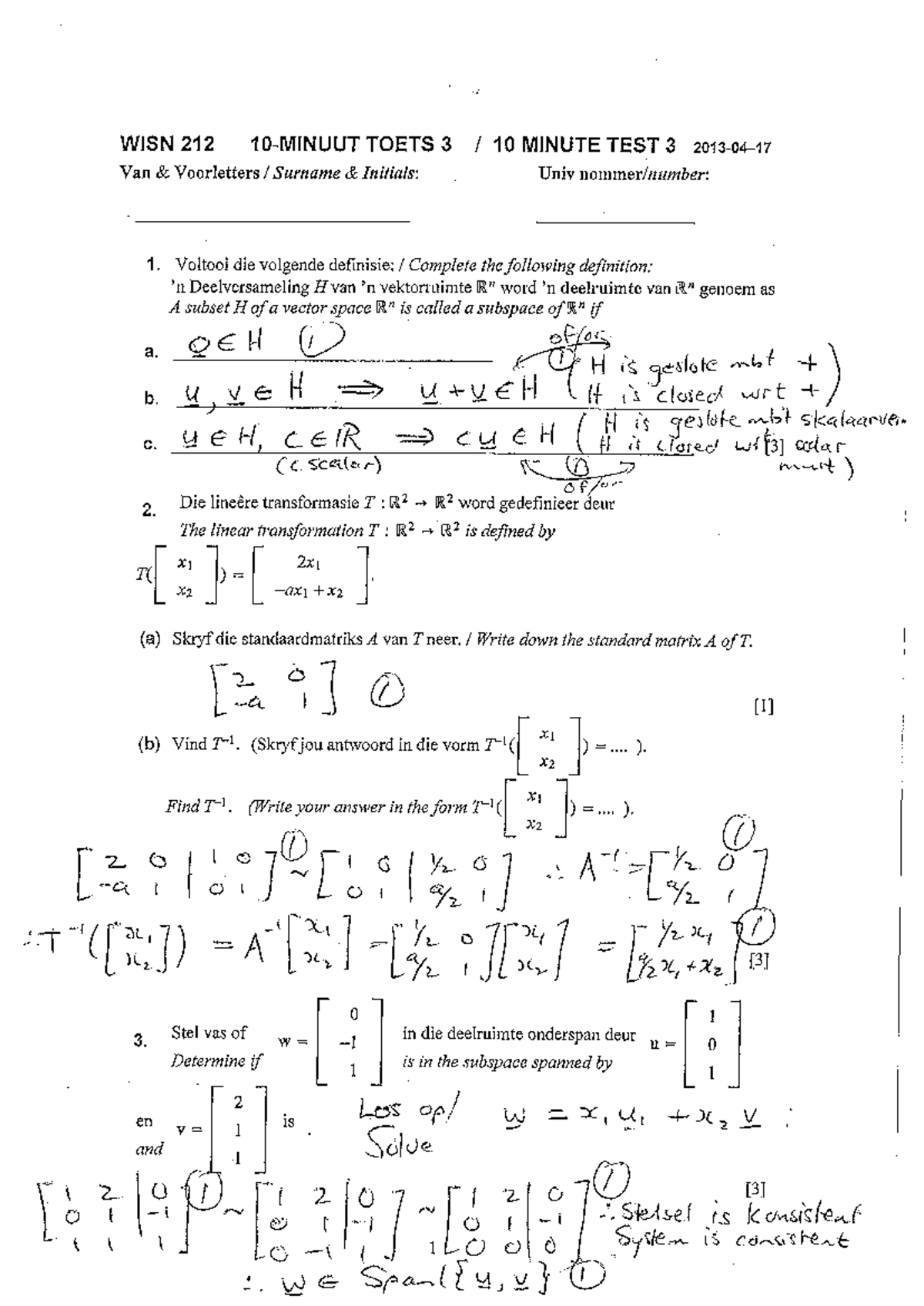 2013-6A B Klastoets 3 Memo - MTHS212 - Studocu