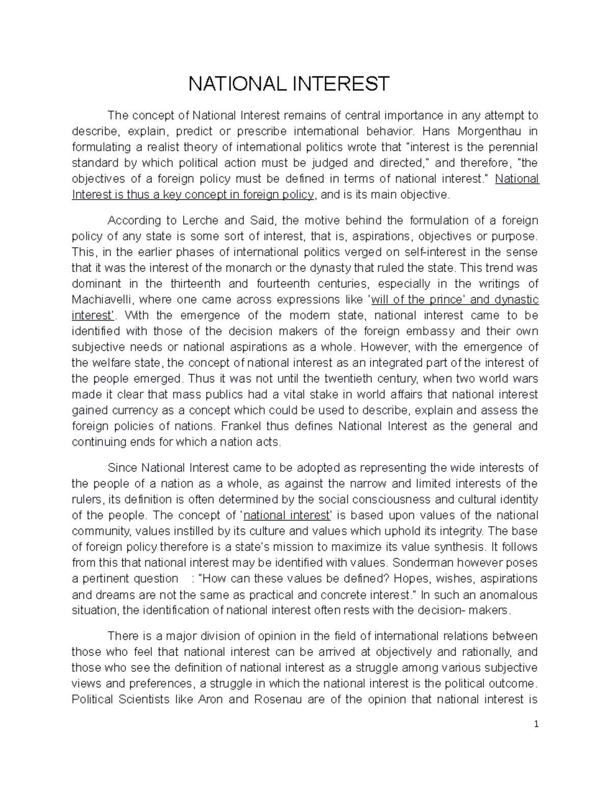 National Interest - Hans Morgenthau in formulating a realist theory of ...