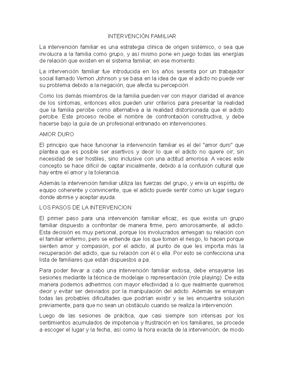 Intervención Familiar - INTERVENCIÓN FAMILIAR La intervención familiar ...