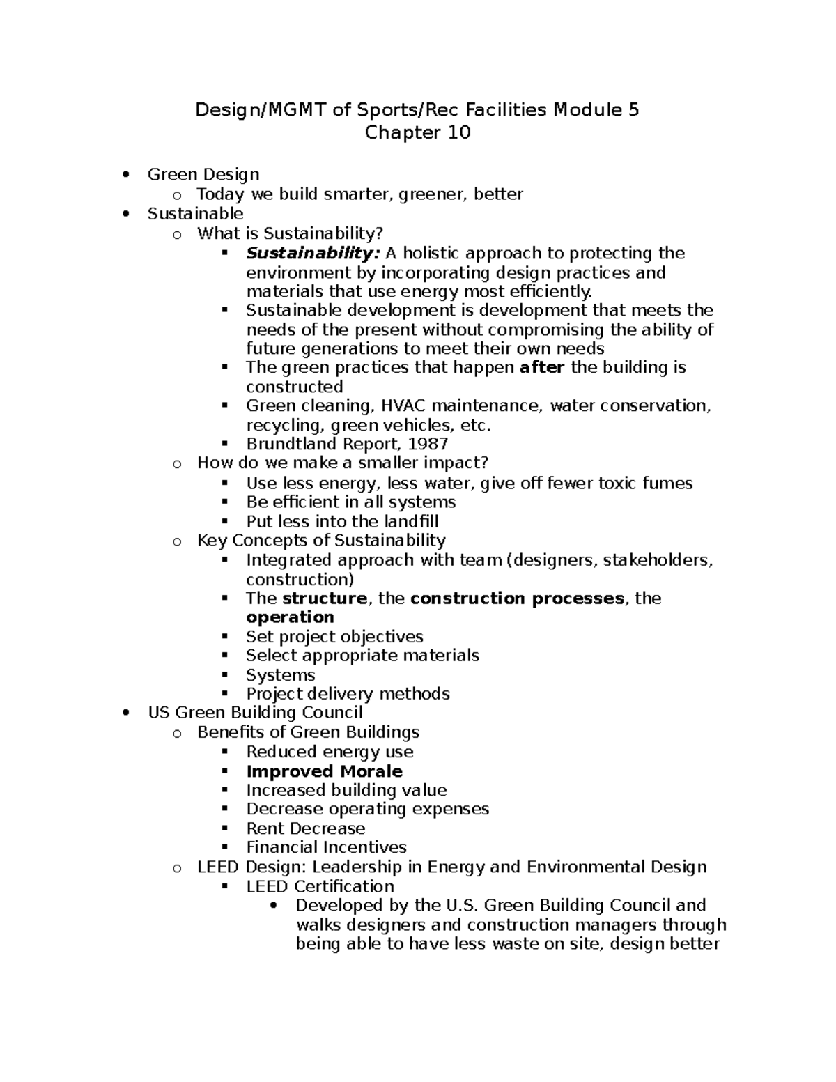 Design/MGMT Module 5 - Design/MGMT of Sports/Rec Facilities Module 5 ...