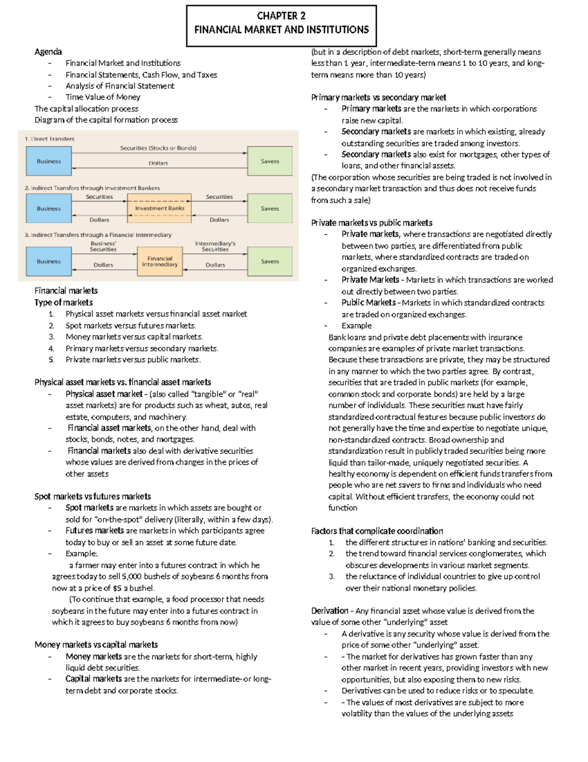 Financial management - module 2 - CHAPTER 2 FINANCIAL MARKET AND INSTITUTIONS Agenda - Financial ...