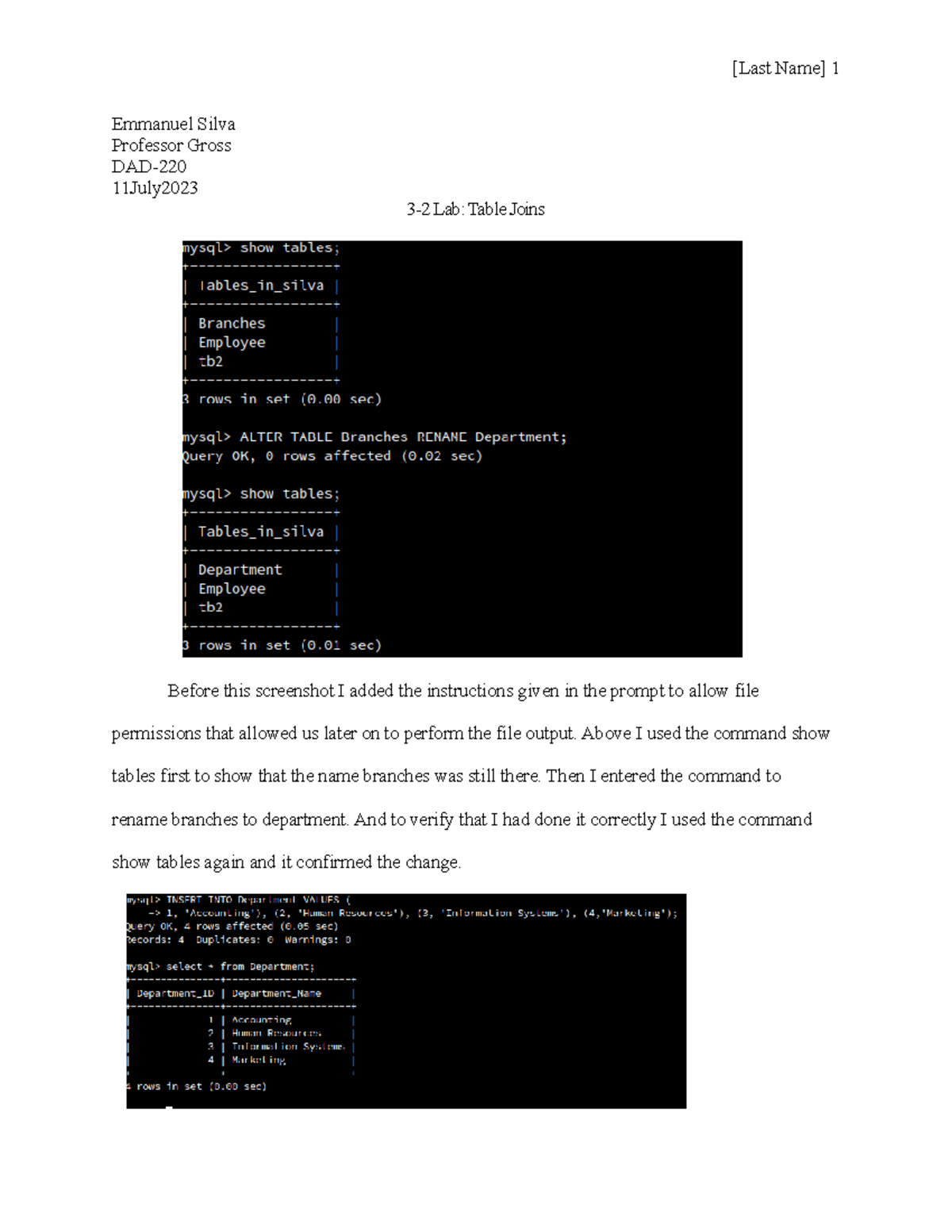 3-2 lab emmanuelsilva - 3-2 lab joining tables - DAD-220 - SNHU - Studocu