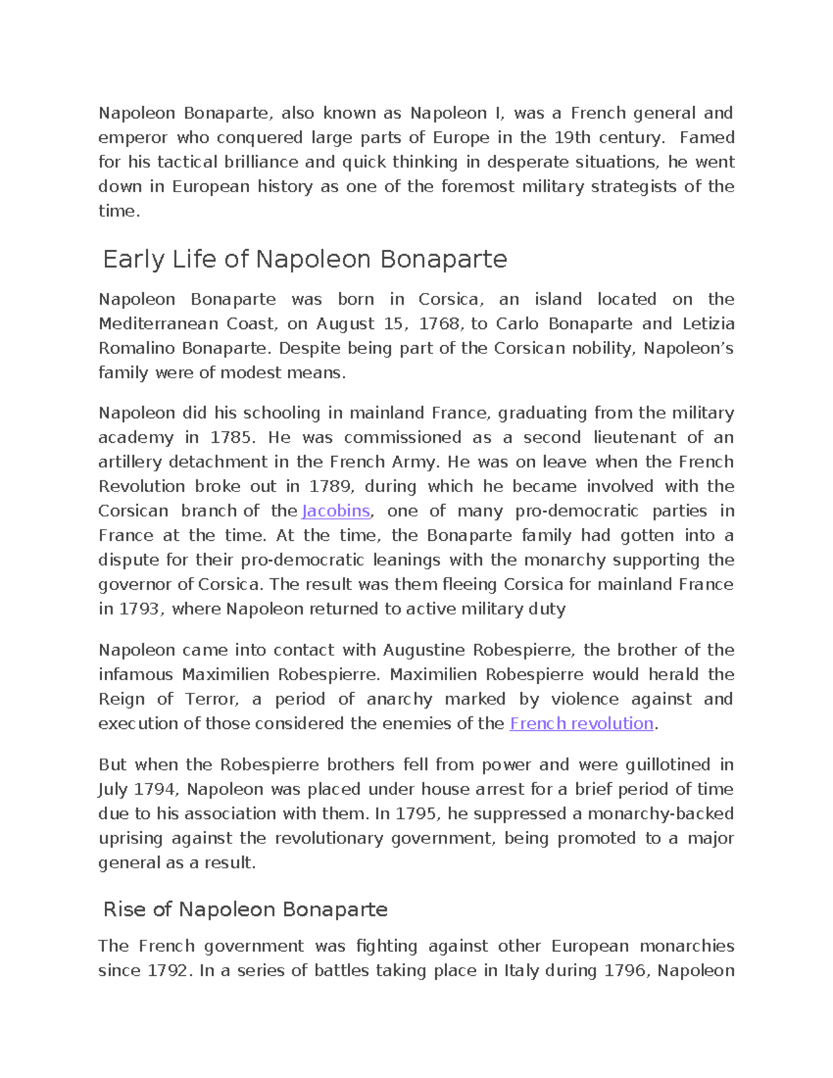 Napoleon Bonaparte - Famed for his tactical brilliance and quick ...