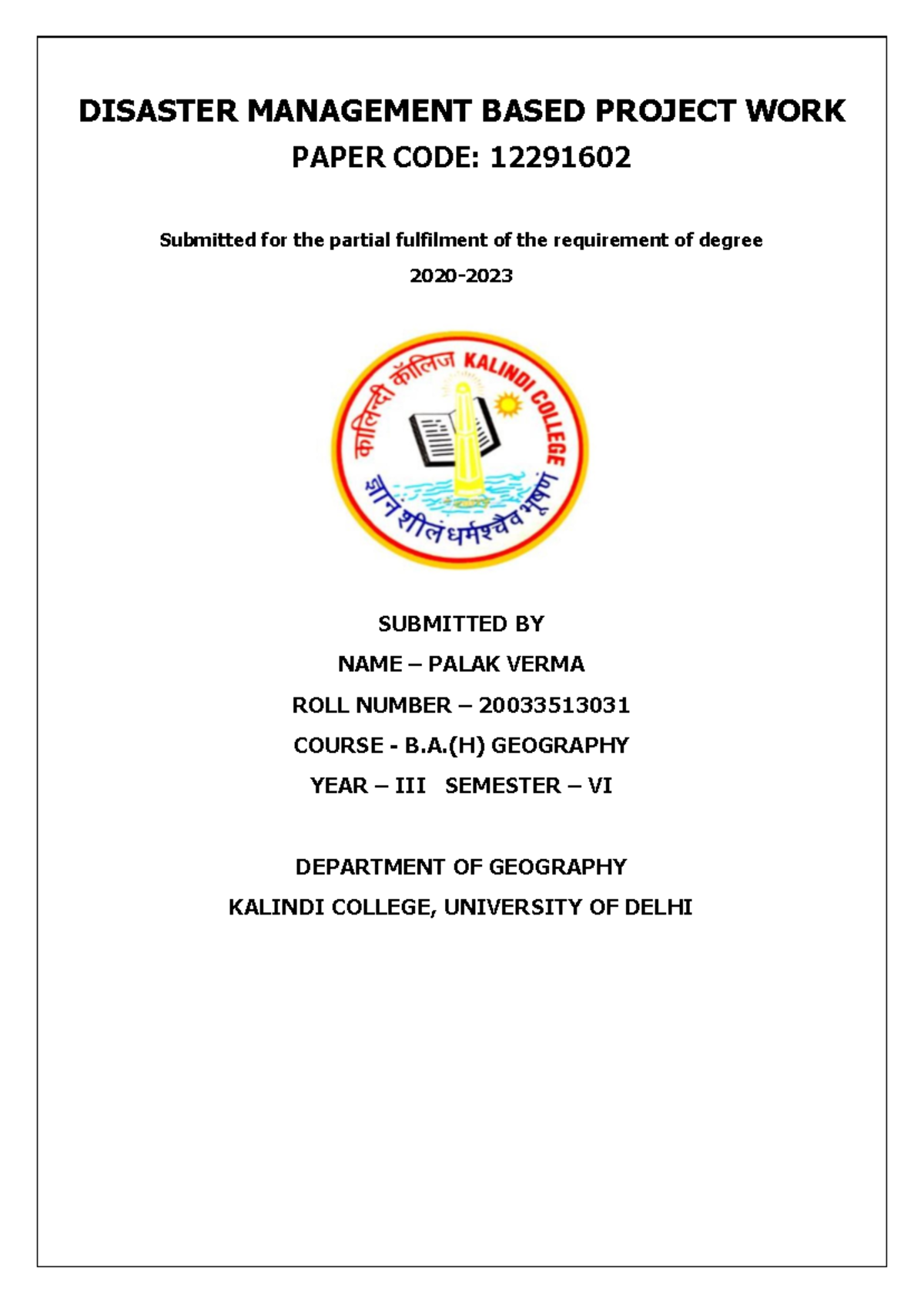 Disaster management local survey file pdf - DISASTER MANAGEMENT BASED ...