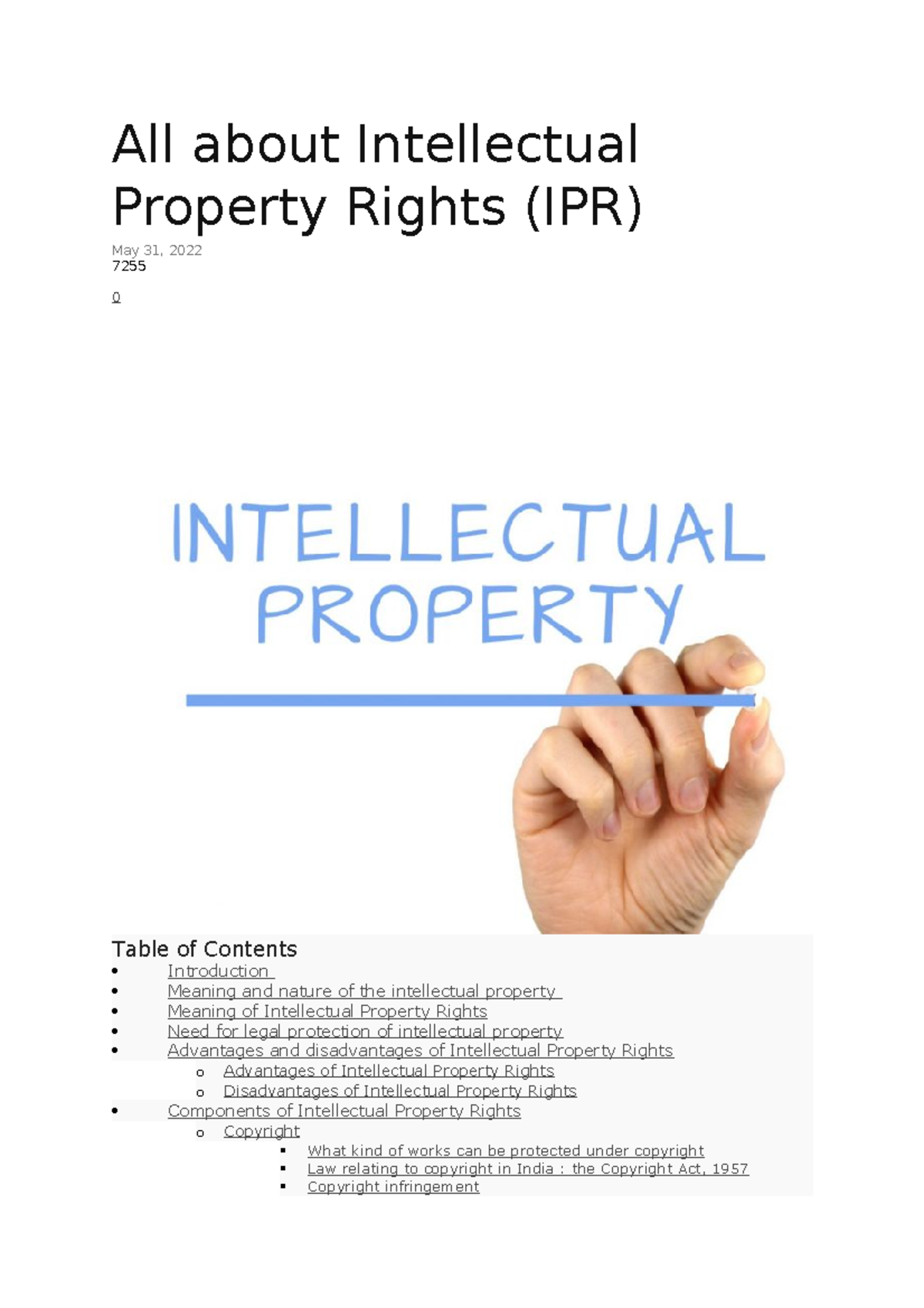 Ipr upload - reading materials - All about Intellectual Property Rights (IPR) May 31, 2022 7255 ...