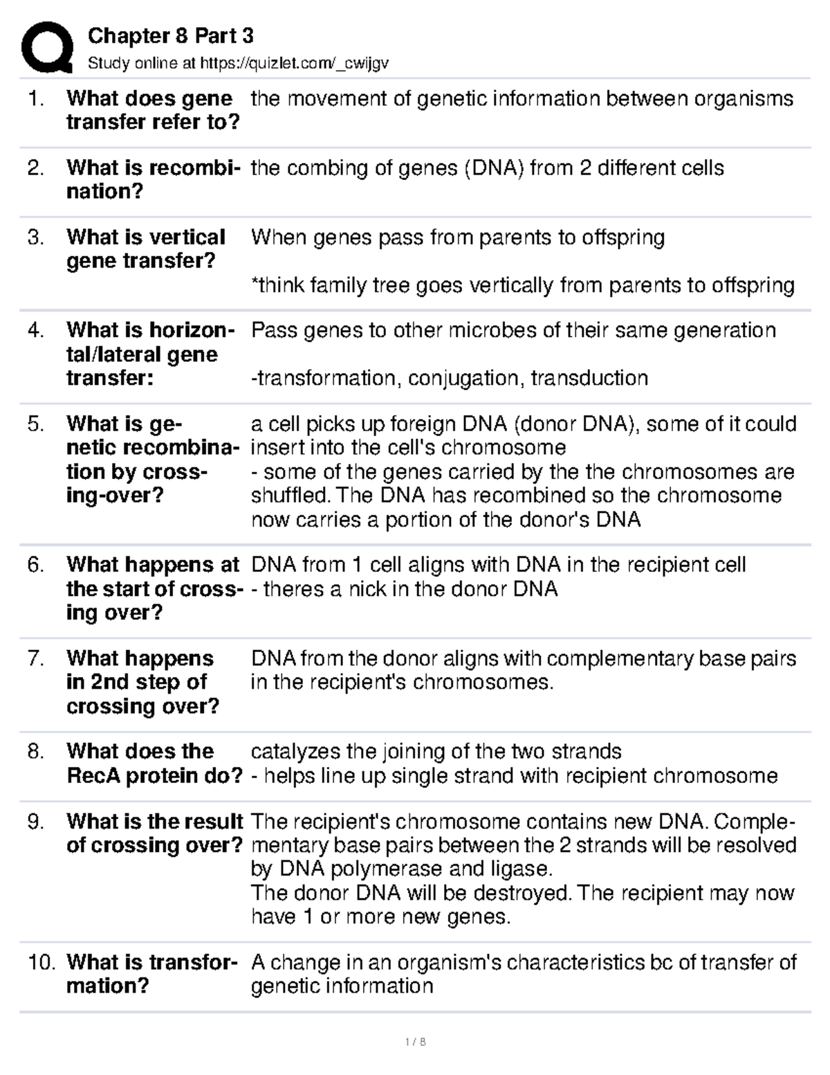 Micro Bio Chapter 8 Part 3 - Study online at quizlet/_cwijgv What does ...