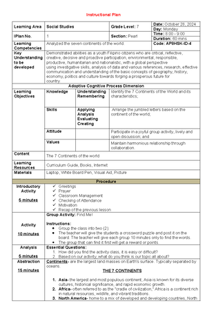 Lesson Plan Template - Lesson Plan in Science Grade 5 I. Objectives: At ...