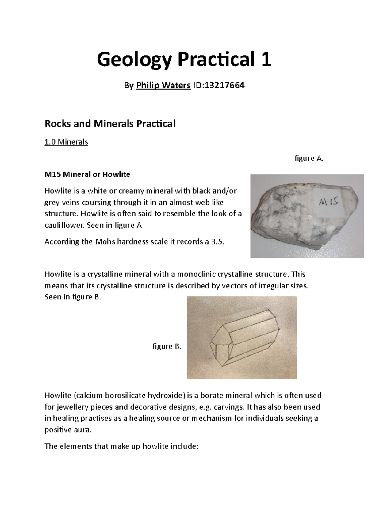 Geology Practical 1 Philip Waters 13217664 - Geology Practical 1 By ...