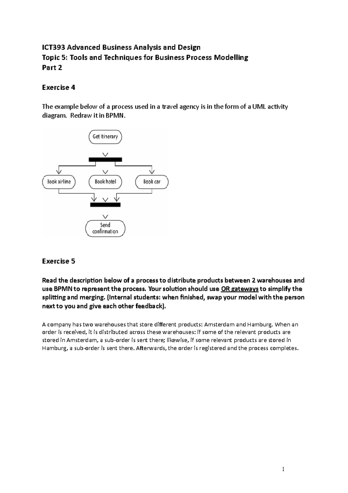 ICT393 Topic 5Exercises Part 2 - ICT393 Advanced Business Analysis and ...
