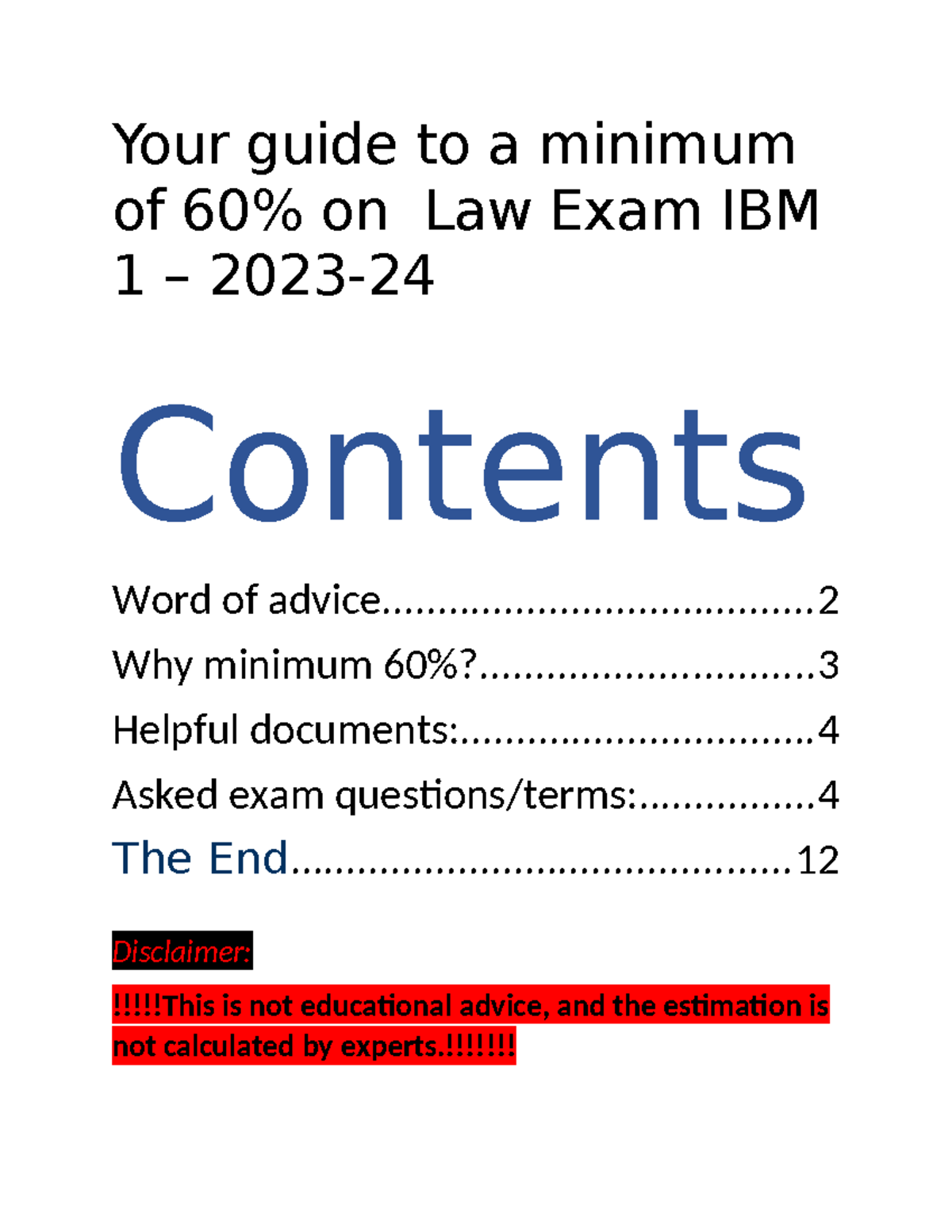 Law Exam Summary (IBM) - Your guide to a minimum of 60% on Law Exam IBM ...