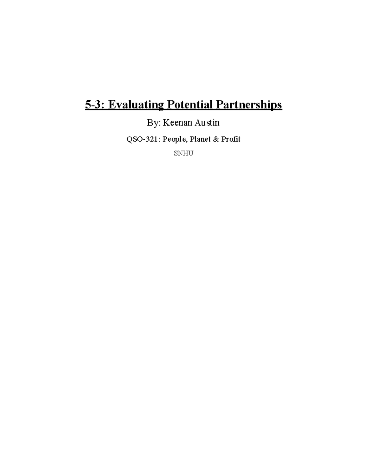 5-3 Assignment - hehr - 5-3: Evaluating Potential Partnerships By ...
