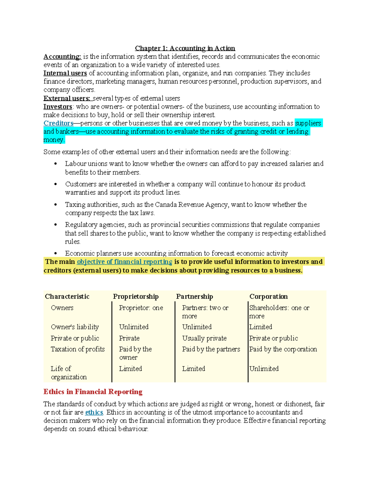 Review chapter 1 principle of accounting - Chapter 1: Accounting in ...