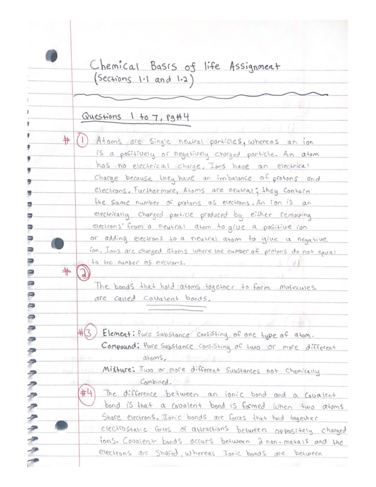 Chemical Basis Of Life Assignment (Sections 1.1 and 1 - BTEC 3P62 - Studocu