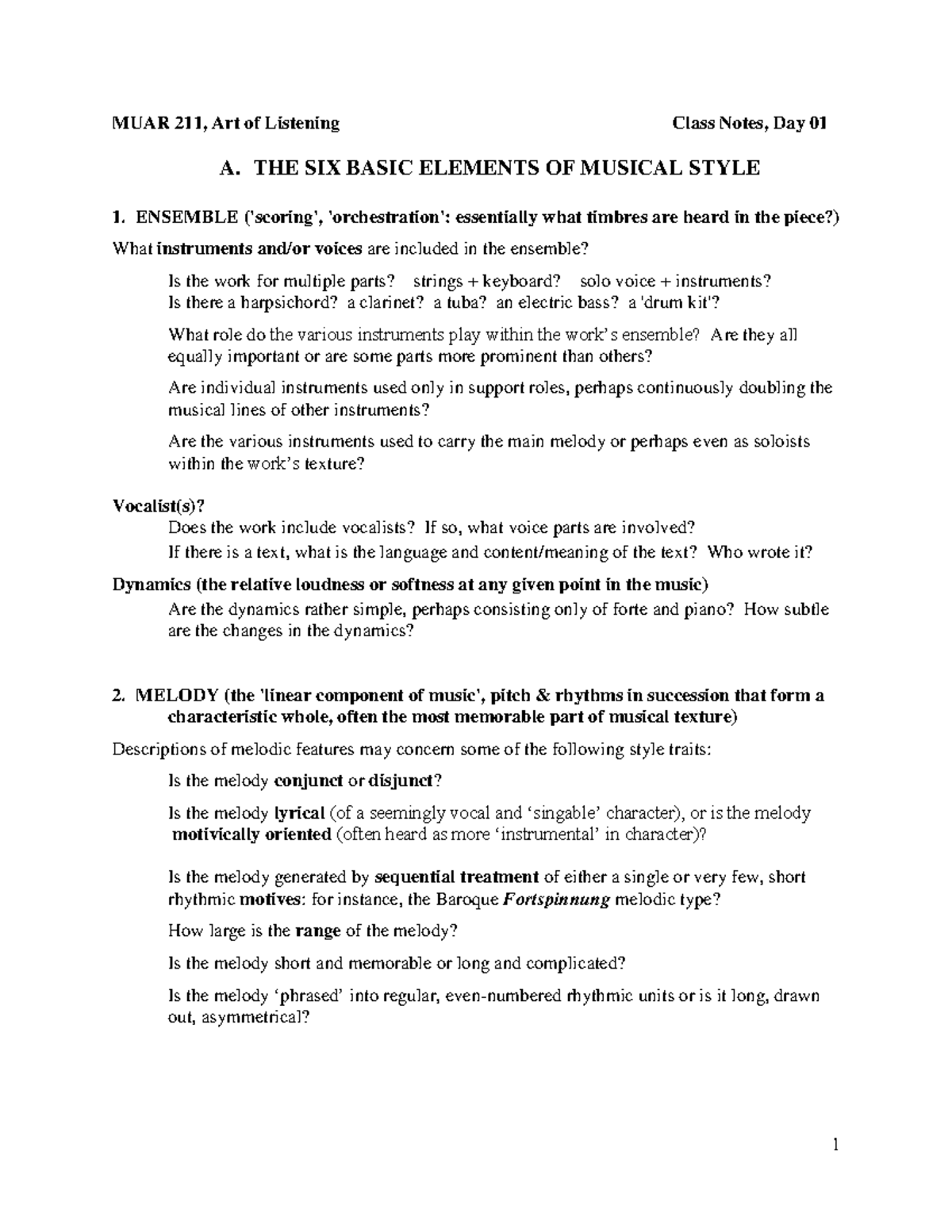 Six Basic Styles Of Music MUAR 211 Art Of Listening Class Notes Day six-basic-styles-of-music-muar-211-art-of-listening-class-notes-day