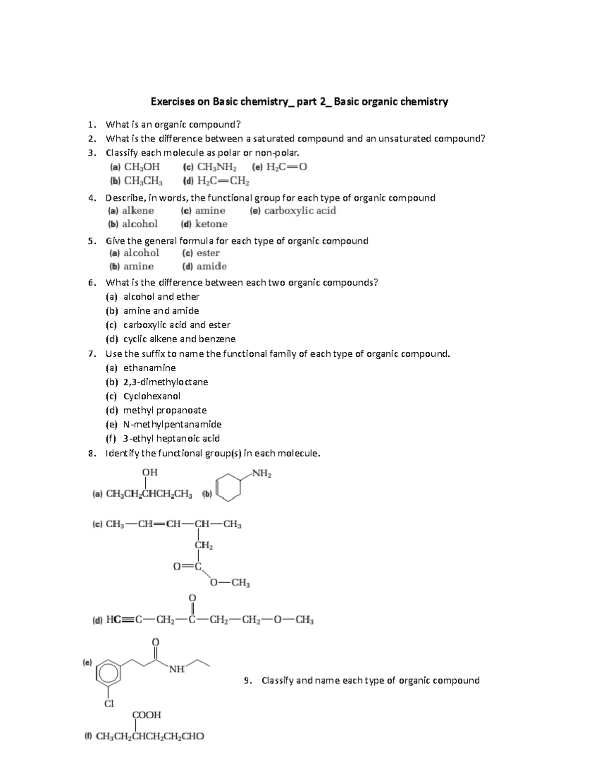 Exercises on Basic chemistry part 2.2 - Describe, in words, the ...