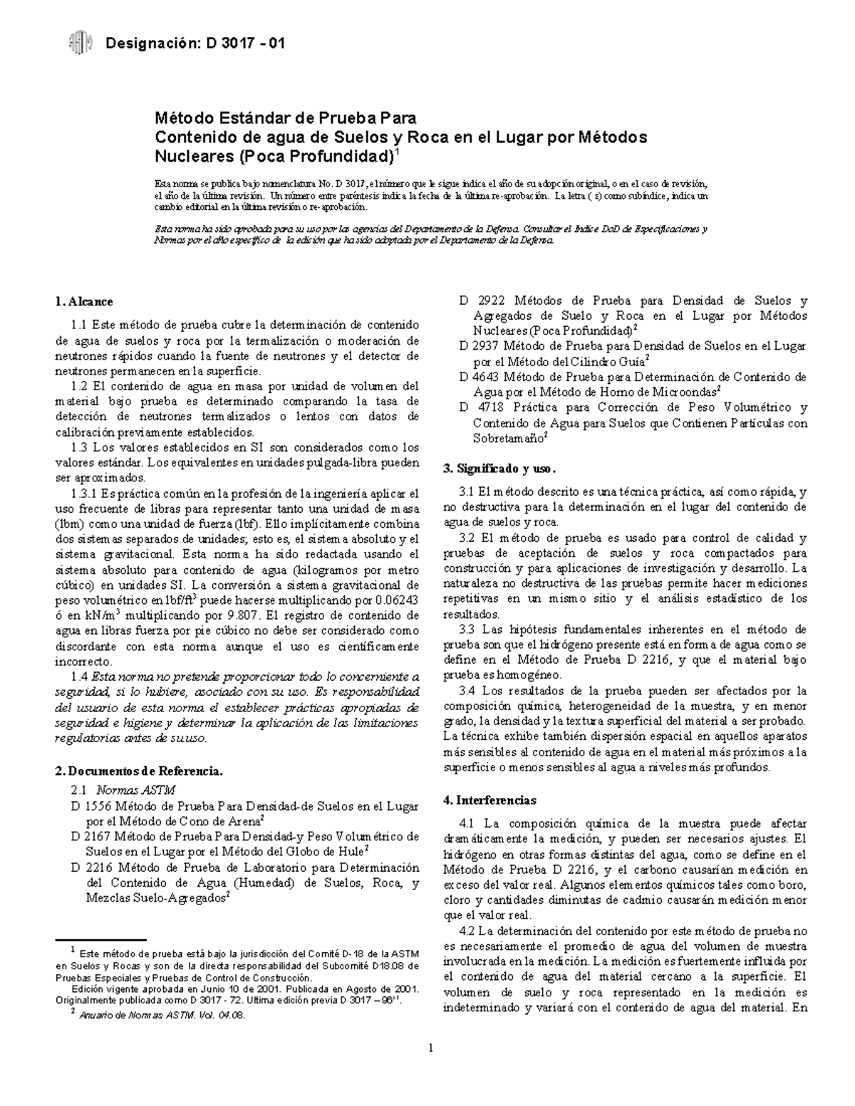 ASTM D 3017 01 - normas - Método Estándar de Prueba Para Contenido de ...
