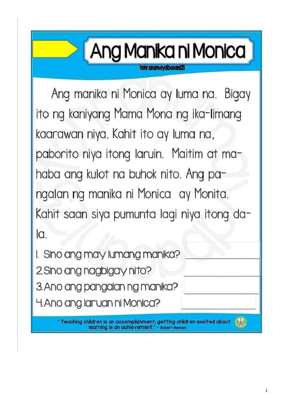 Filipino Reading with Comprehension - TTechnology and livelihood ...