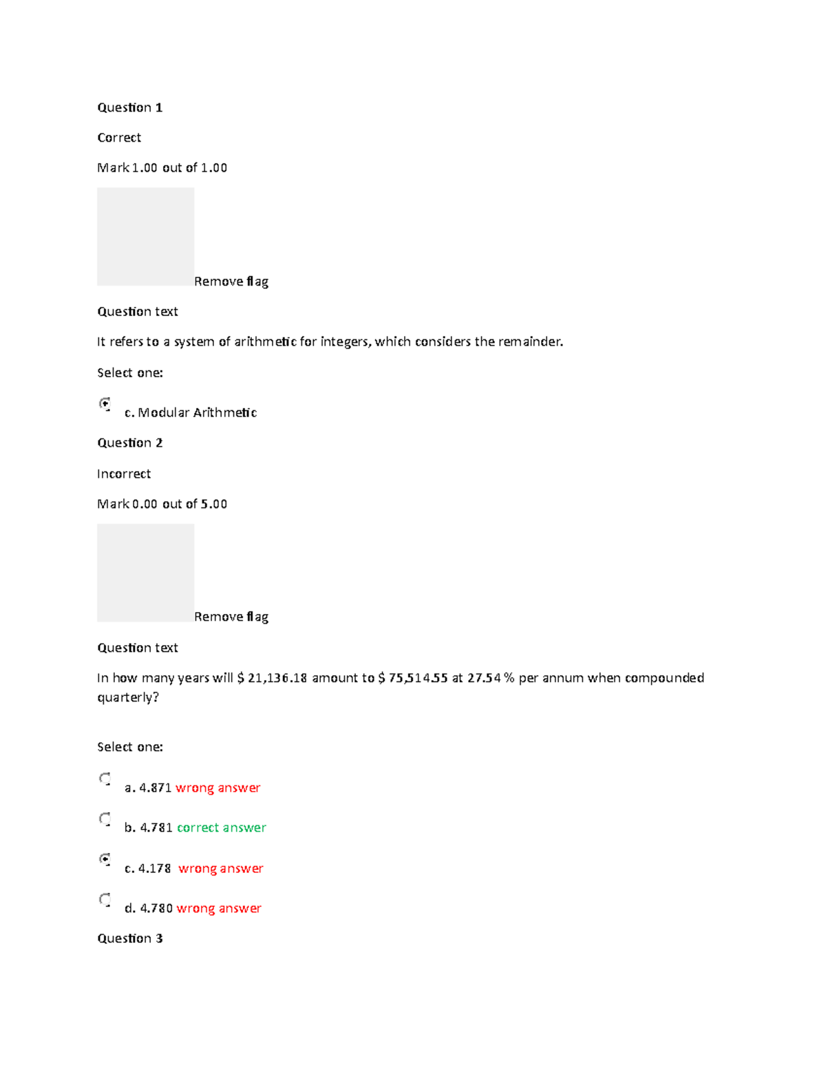 Math final exam 100% score ama source - Question 1 Correct Mark 1 out ...