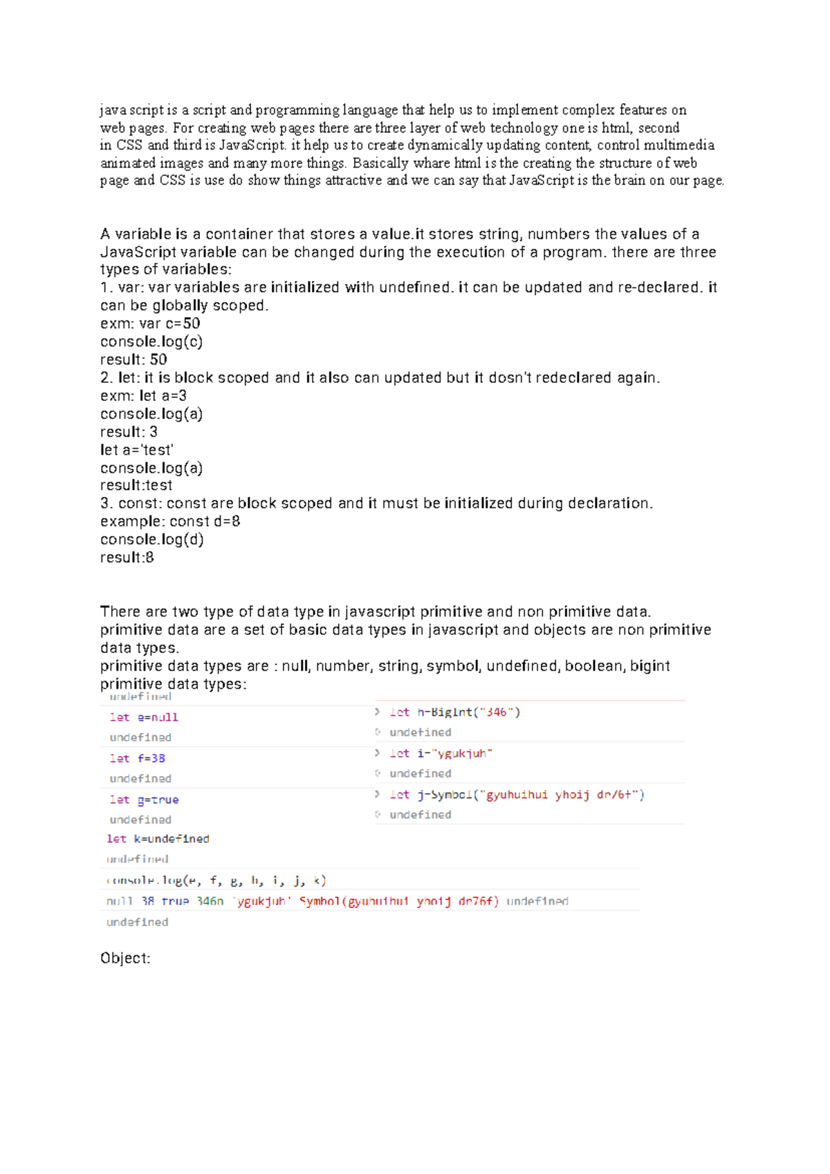 Javascript - java script is a script and programming language that help us to implement complex ...