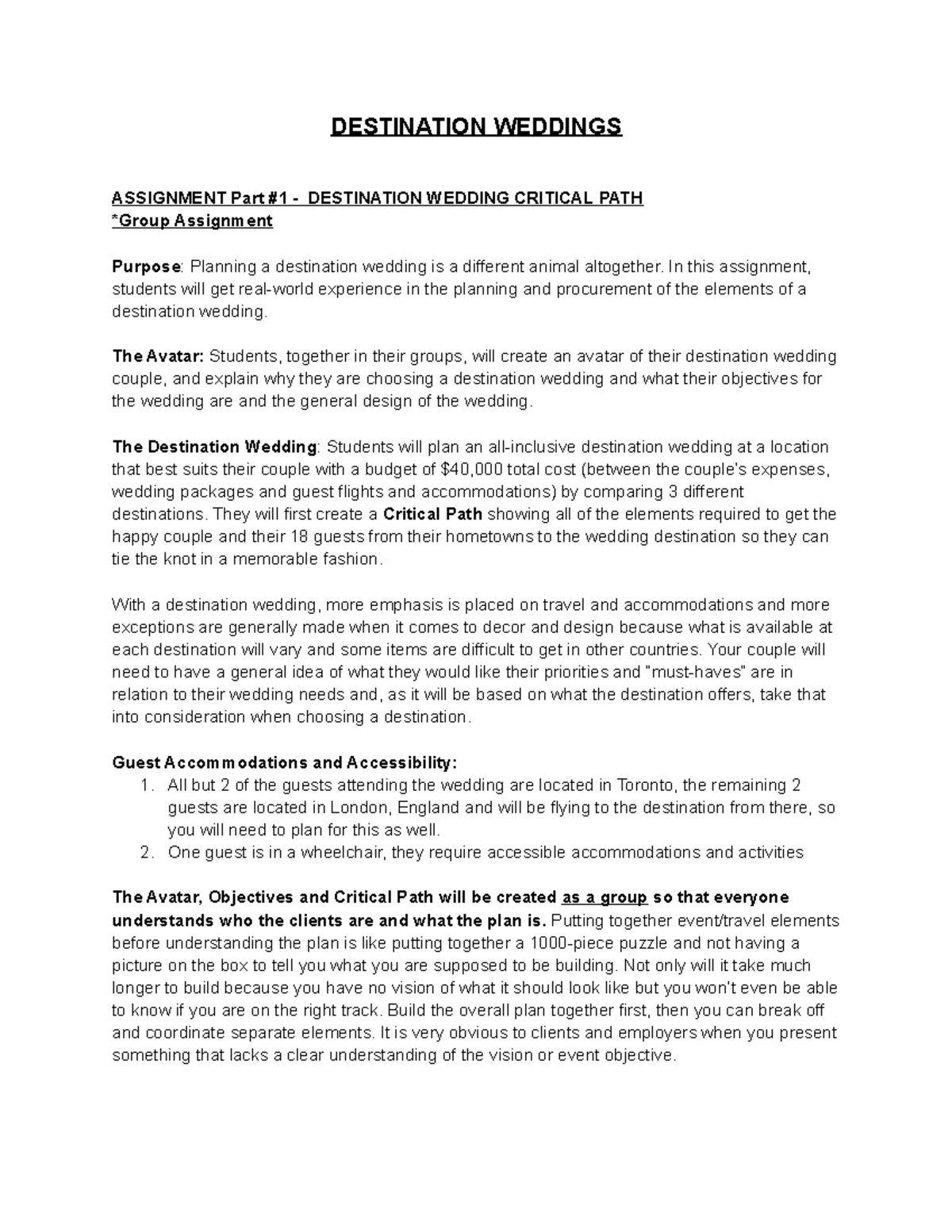 MOD 13 Assignment Wedding Destination ( - DESTINATION WEDDINGS ...