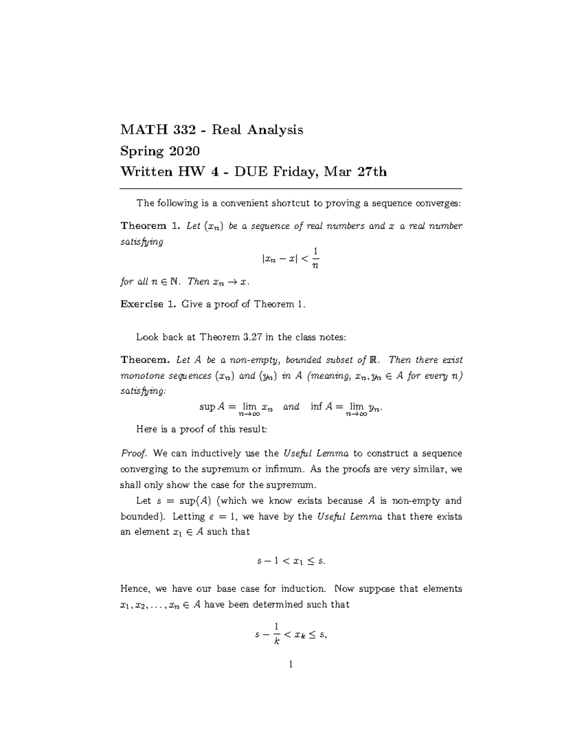 HW4 - Homework - MATH 332 - Real Analysis Spring 2020 Written HW 4 ...