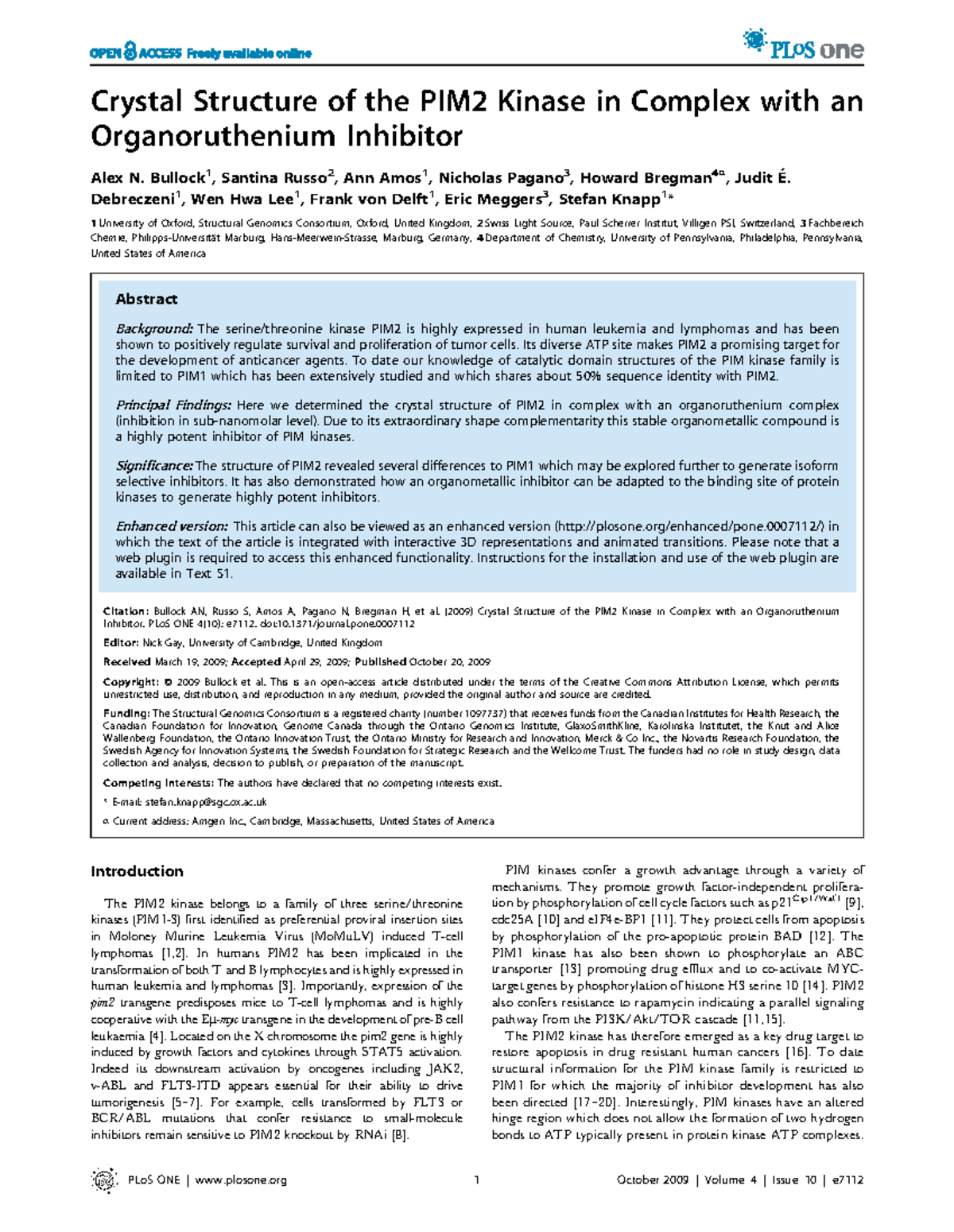 Structure of pim 2 pone - drug discovery notes - Crystal Structure of ...