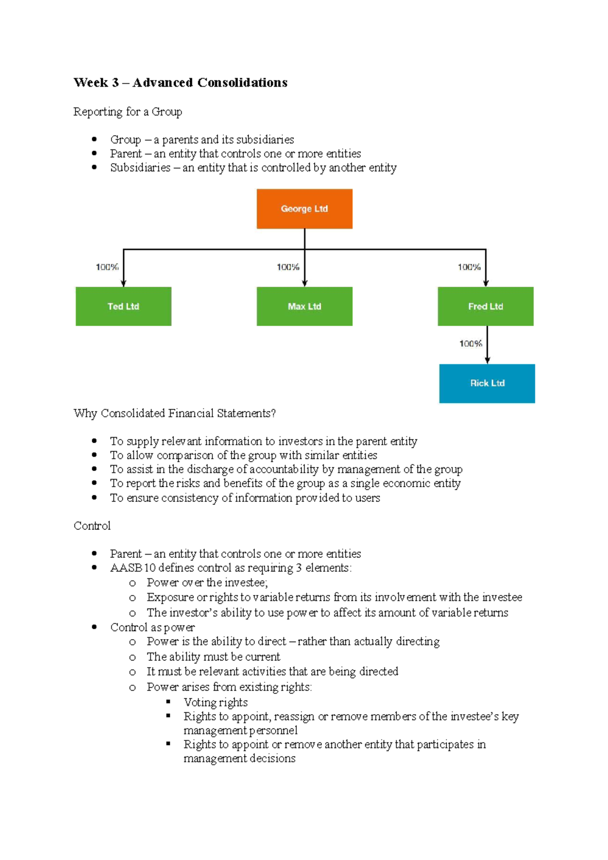 Notes - Week 3 – Advanced Consolidations Reporting for a Group Group ...