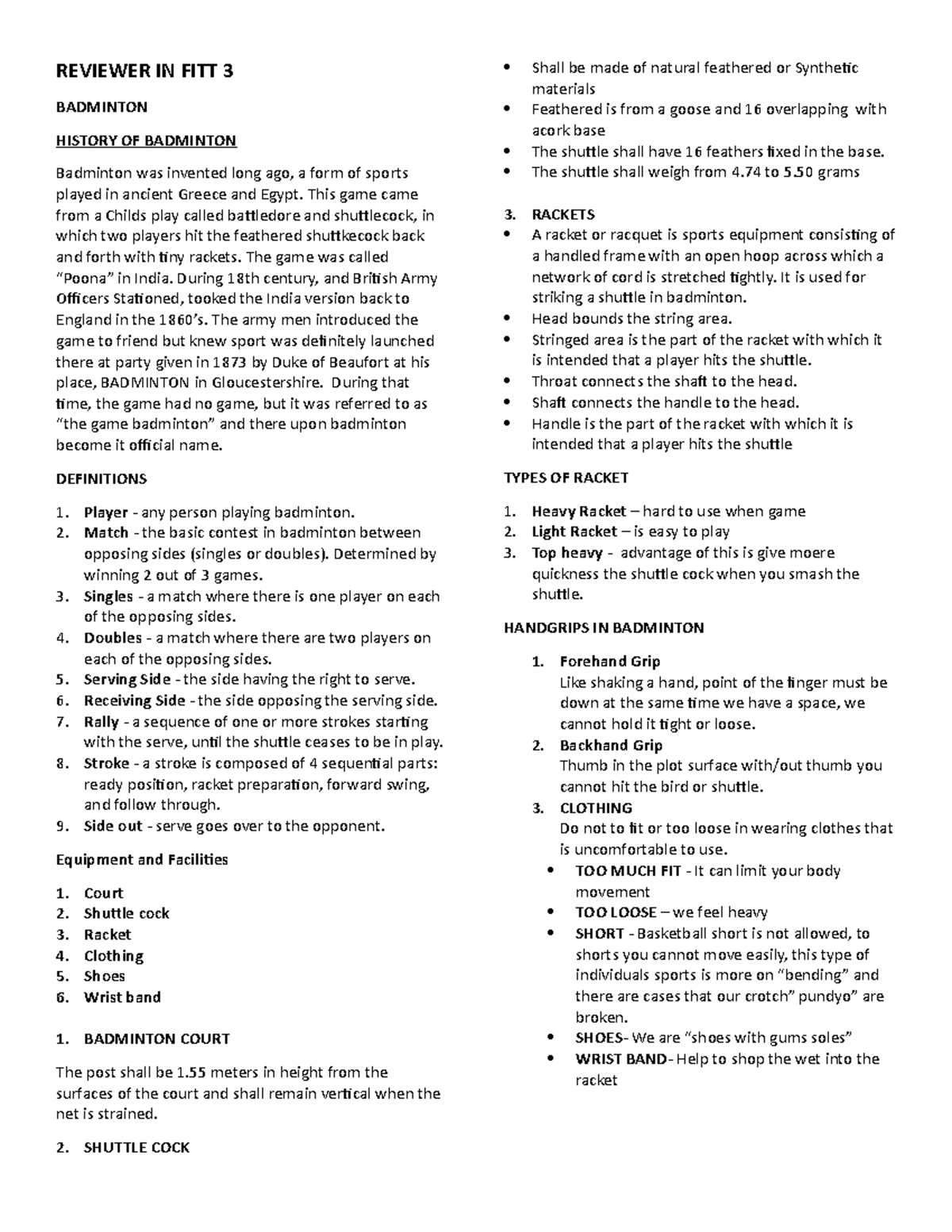 FITT 3 - Reviewer notes for Secondary Education taking FITT 3 ...