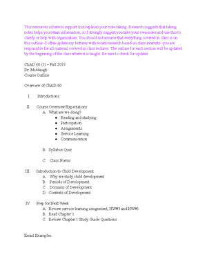 CHAD Cognitive Development In Class Notes - Middle Childhood 6-12 yrs ...