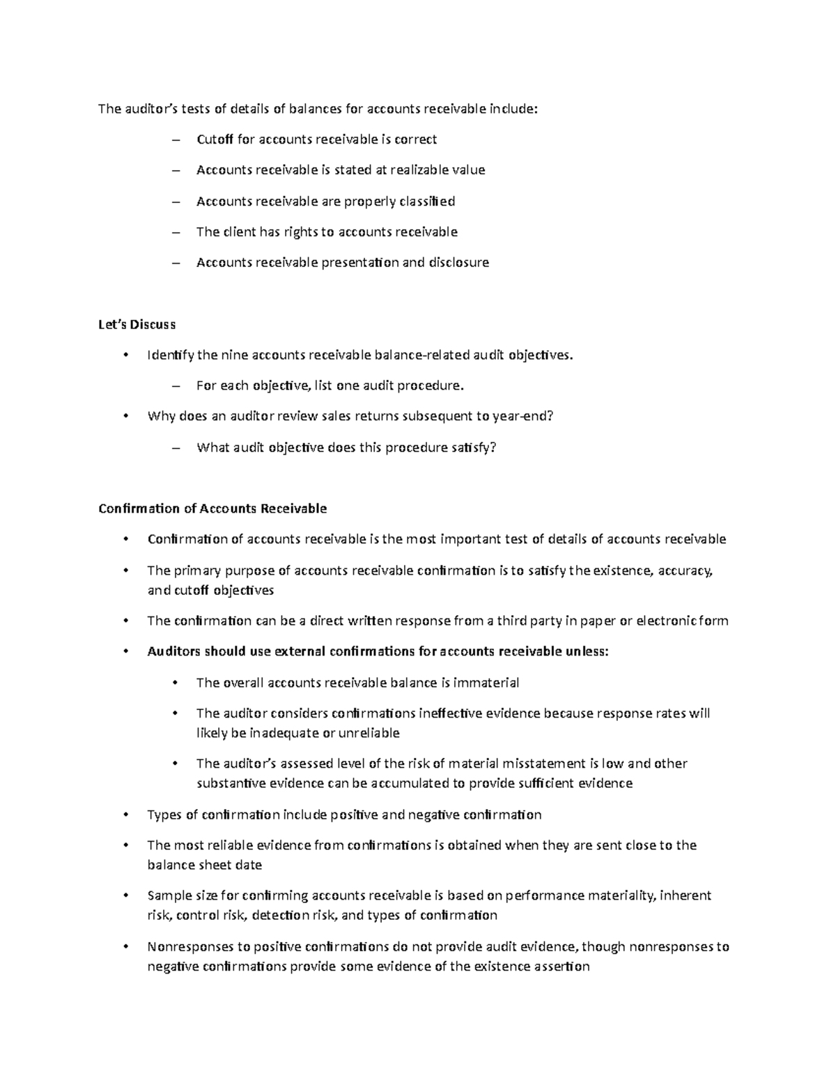 Lecture Notes 16 - The auditor’s tests of details of balances for ...