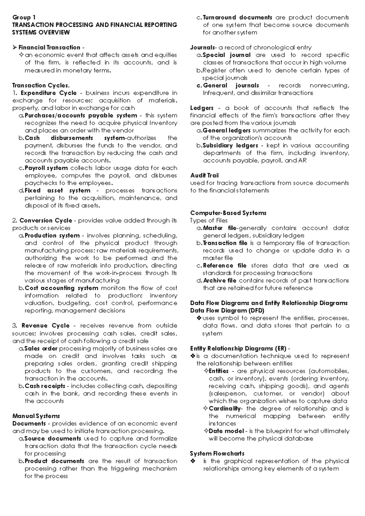Reviewer-CIS- Environment - Group 1 TRANSACTION PROCESSING AND ...