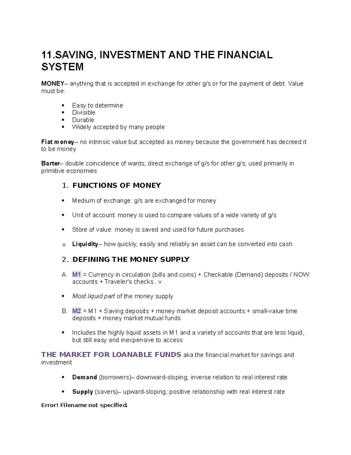 ECON112 Notes– Money and the Financial System - 11, INVESTMENT AND THE ...