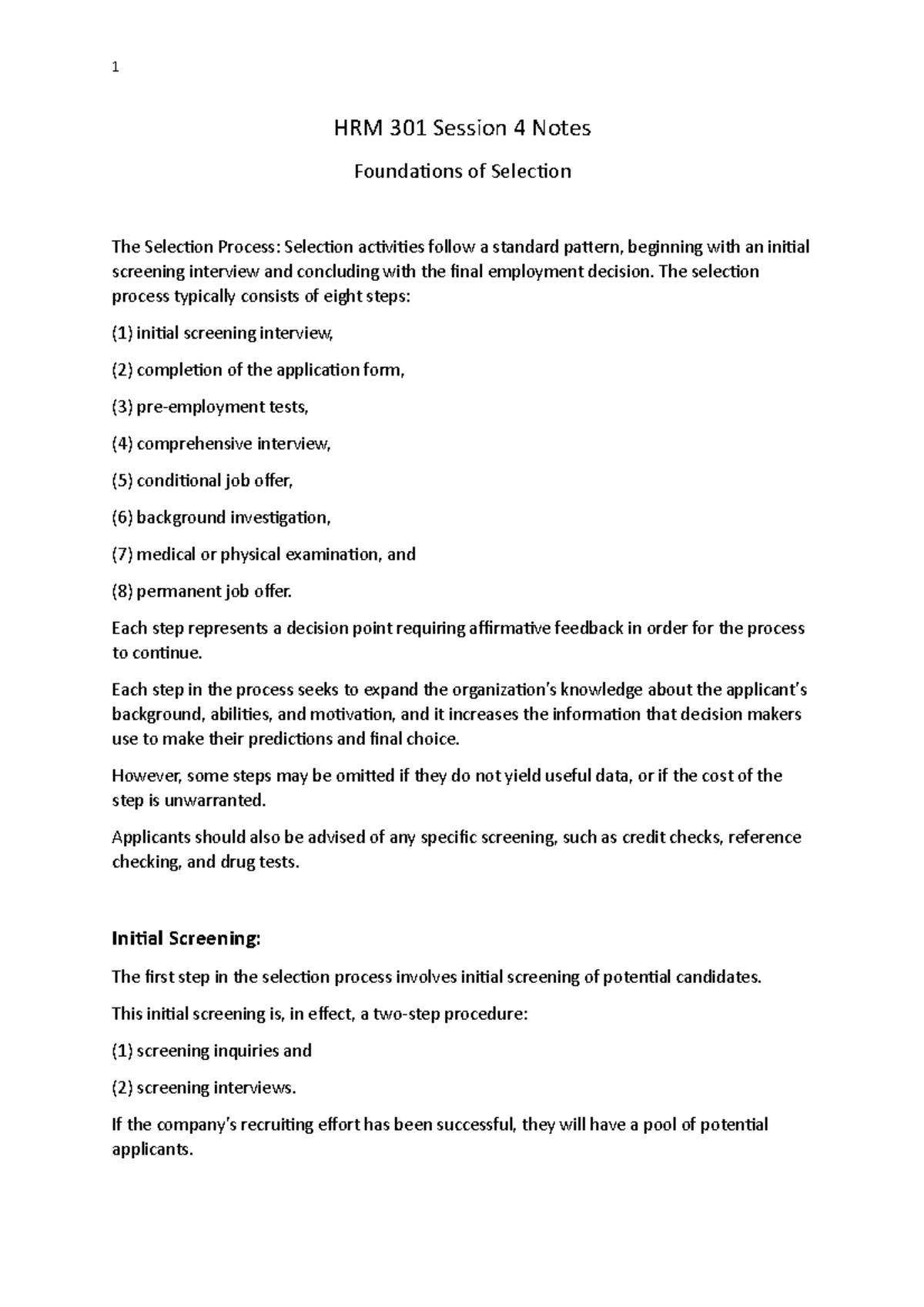 Chap 7 - NOTES OF HRM CHAP 7 - HRM 301 Session 4 Notes Foundations of ...