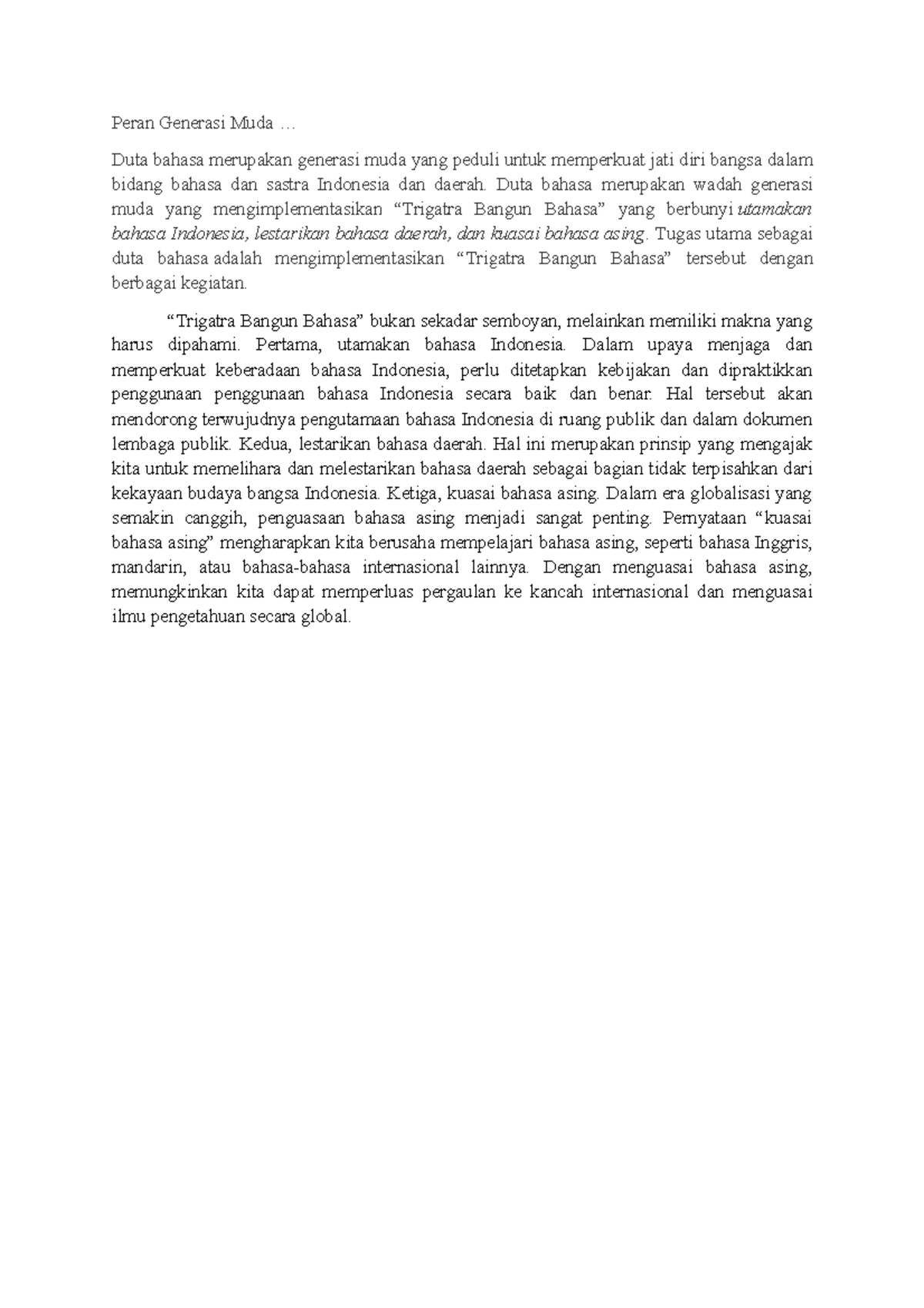 Narasi Konten Jaga Bahasa dalam Pengutamaan Bahasa Indonesia di Ruang ...