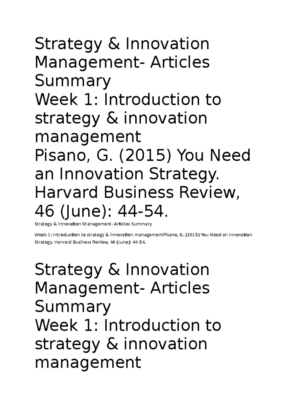 Strategy 1. article summary - Strategy & Innovation Management ...
