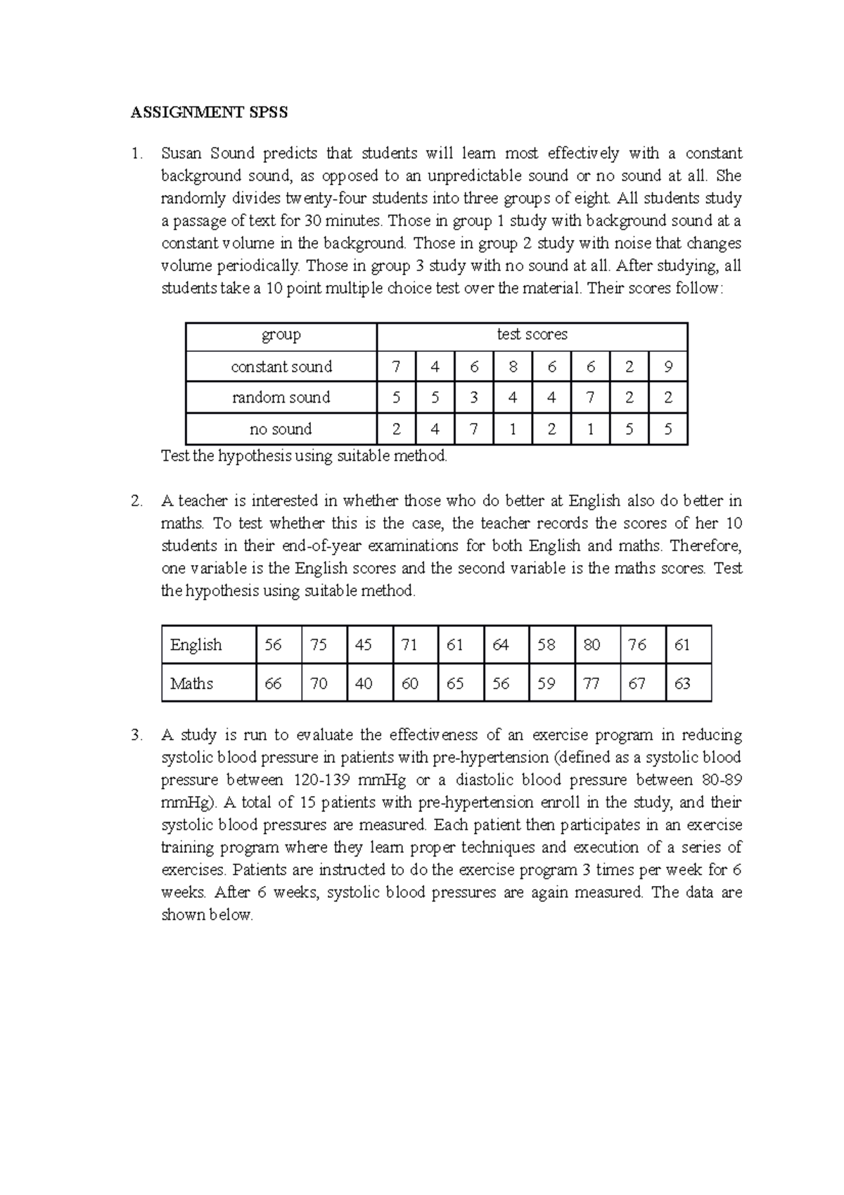 Assignment SPSS - ASSIGNMENT SPSS 1. Susan Sound predicts that students will learn most ...