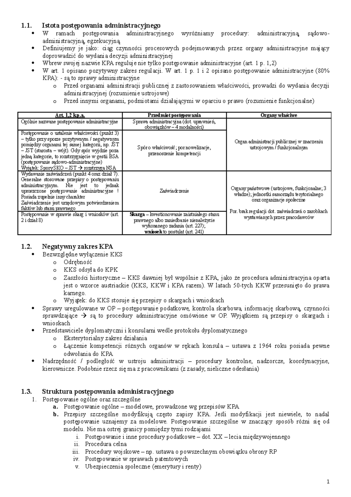 Kpa - opracowanie skrypt - 1. Istota postępowania administracyjnego W ramach postępowania - Studocu