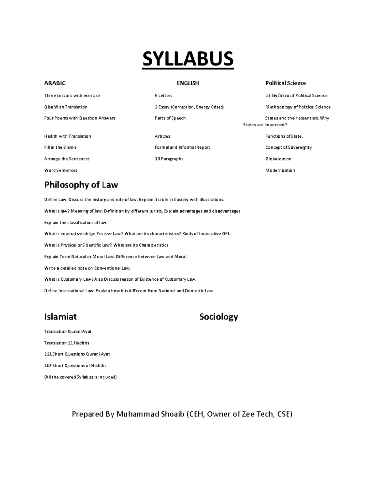 Document 1 3 - Hi i am ok - SYLLABUS ARABIC ENGLISH Political Science Three Lessons with ...