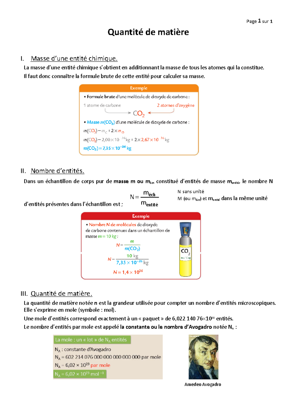 Quantité de matière - Masse d’une entité chimique. La masse d’une ...