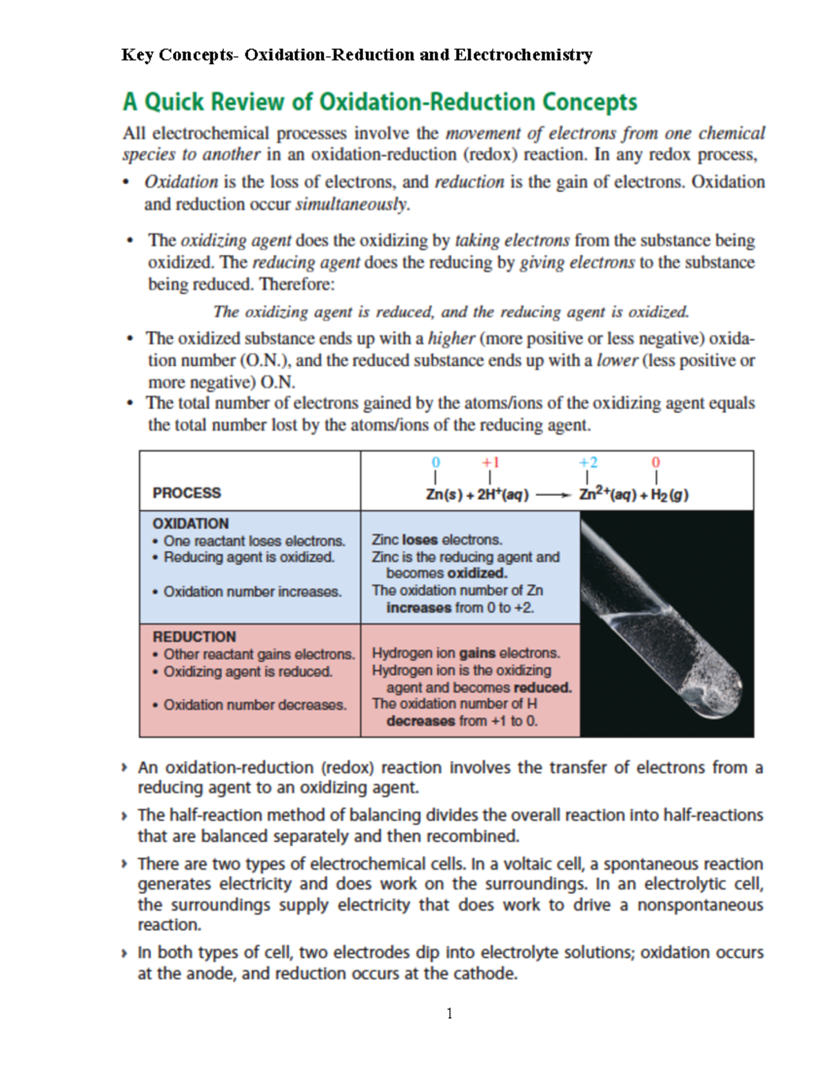 Key Concepts- Oxidation-Reduction and Electrochemistry - CHM 106-01 ...
