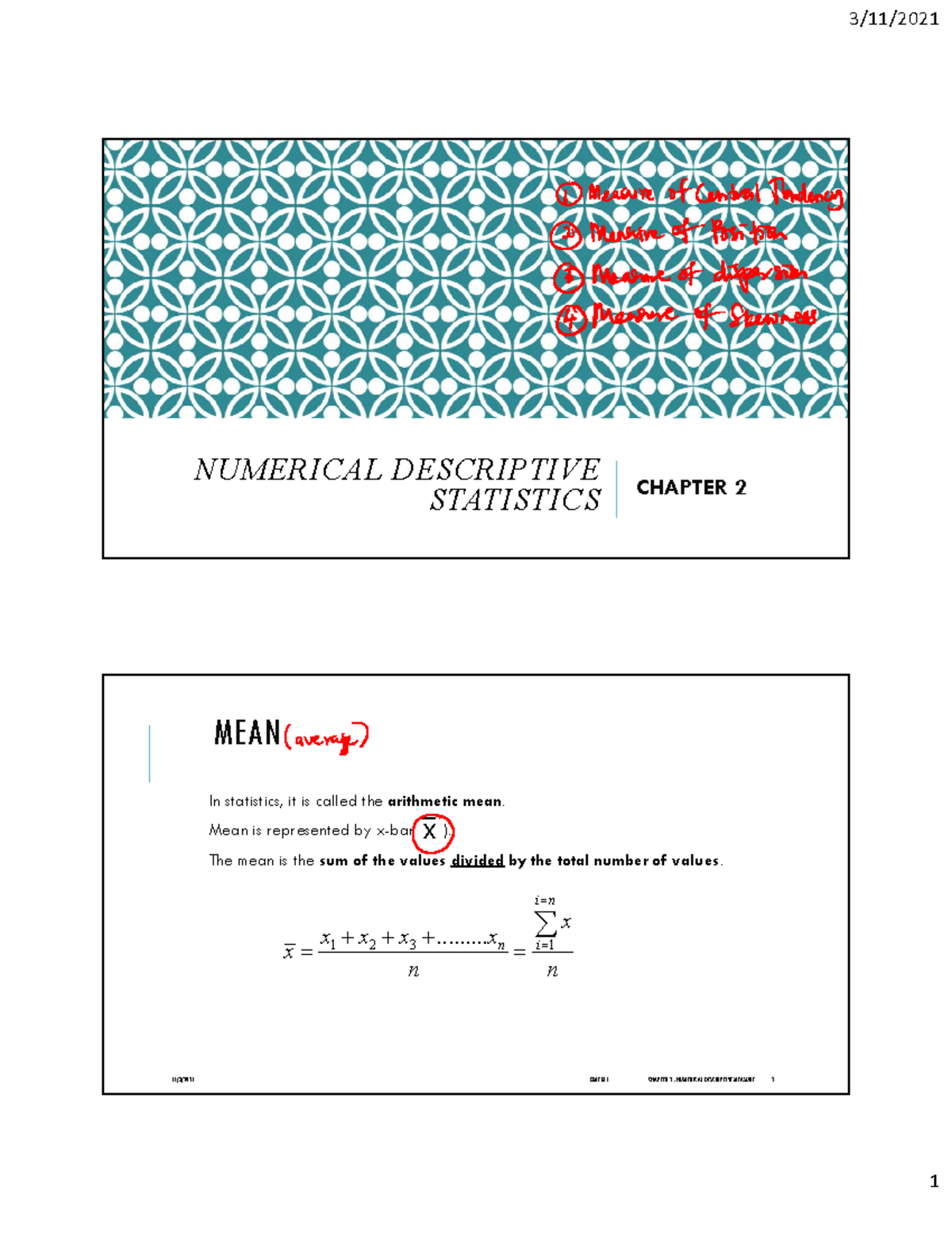 QMT181 Chapter 2 Numerical Descriptive Statistics - UiTM - Studocu