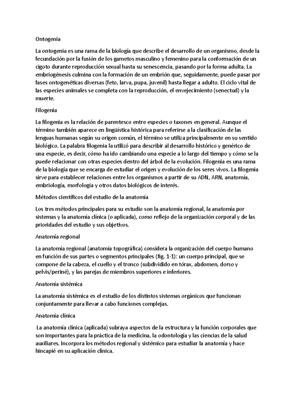 Ontogenia - TRABAJO - Ontogenia La ontogenia es una rama de la biología ...